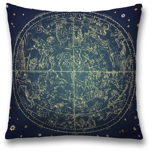 Наволочка декоративная на молнии, чехол на подушку JoyArty "Звездная карта гороскопа" 45х45 см