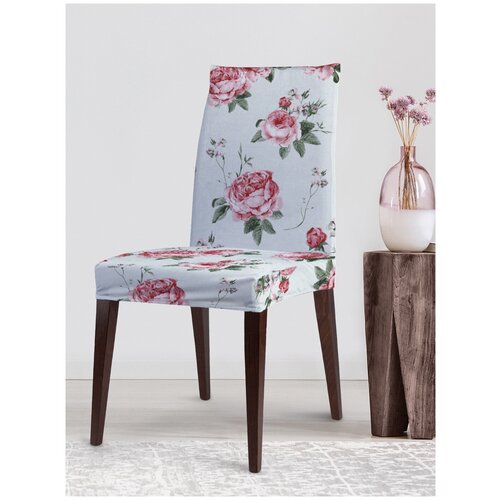 Декоративный чехол на стул JoyArty "Розовые букетики" со спинкой велюровый