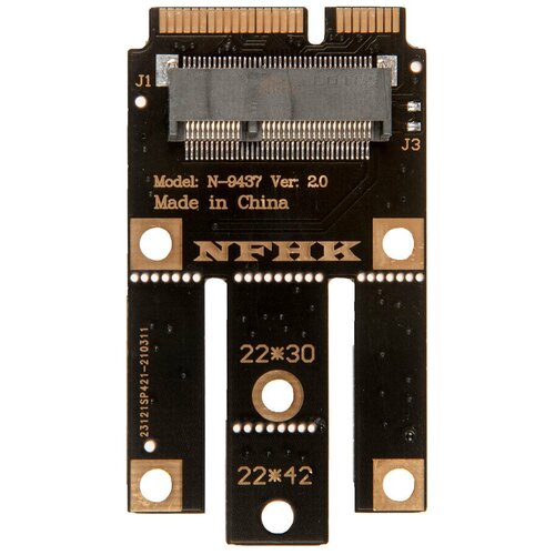 Переходник для подключения Wi-Fi/Bluetooth адаптера M.2 A/E в разъем mSATA / NFHK N-9437E-G, черный