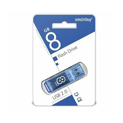 Флеш-диск 8 GB, комплект 5 шт, SMARTBUY Glossy, USB 2.0, синий, SB8GBGS-B