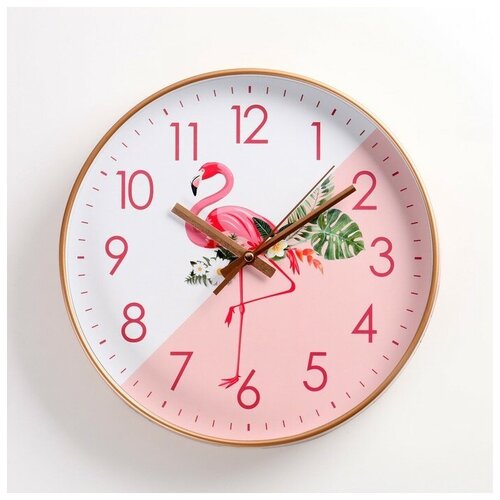 Часы настенные серия: Интерьер "Фламинго" плавный ход d=30 см АА
