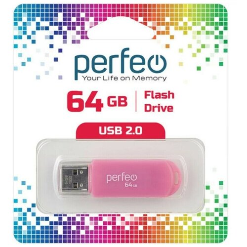 USB Флеш-накопитель USB накопитель Perfeo 64GB C03 Pink