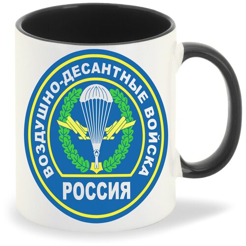 Кружка черная CoolPodarok ВДВ Россия