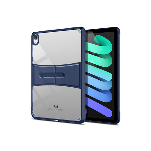 Защитный чехол-бампер MyPads для Apple iPad mini 6 2021 с крепежом для стилуса и магнитной подставкой прозрачный синий