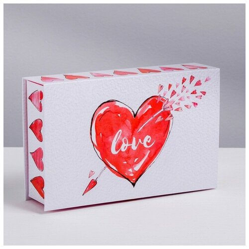 Коробка подарочная Дарите счастье Love, 20x5x12,5 см, белый/красный