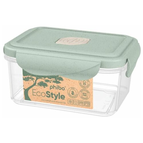 Phibo Контейнер для холодильника и микроволновой печи с клапаном Eco Style 0.5 л зеленый флэк