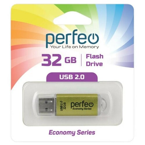 USB Флеш-накопитель USB накопитель Perfeo 32GB E01 Gold economy series