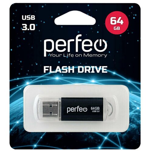 USB Флеш-накопитель USB накопитель Perfeo 3.0 64GB C14 Black metal series