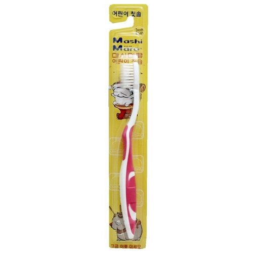 Eq mashimaro зубная щетка для детей от 5 лет со сверхтонкими щетинками двойной высоты и анатомической ручкой, мягкая