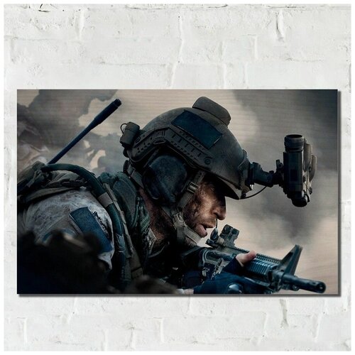 Картина интерьерная на дереве, рисунок игра Call Of Duty 4 Modern Warfare - 11457