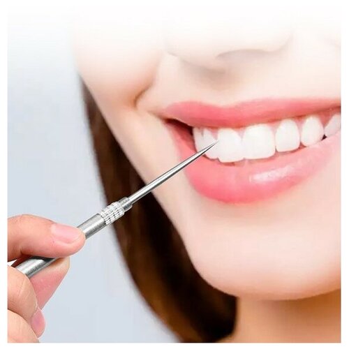 Зубочистка латунная многоразовая серебристая, дорожная зубочистка, аксессуар для чистки зубов