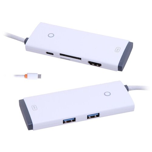 Хаб USB Baseus Lite Series 6-Port Type-C HUB Type-C - HDMI+2xUSB 3.0+PD+SD/TF White WKQX050102