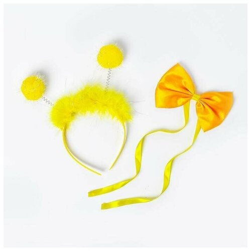 Карнавальный набор Помпушки , 2 предмета: ободок, бабочка, цвет жёлтый