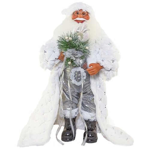 Новогодняя фигурка Дед Мороз в белой шубе, высота 60 см