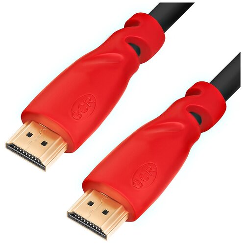 GCR Кабель 3.0m HDMI 1.4, красные коннекторы, 30/30 AWG, позолоченные контакты, FullHD, Ethernet 10.2 Гбит/с, 3D, 4K, экран