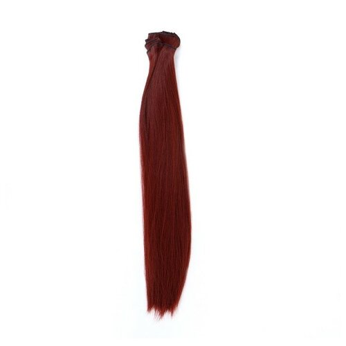 Волосы на трессах, прямые, на заколках, 12 шт, 60 см, 220 гр, цвет бордовый(#SHT350)./В упаковке шт: 1