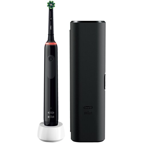  Электрическая зубная щетка Oral-B Pro 3 3500 + Дорожный футляр,  без рекламы, черный
