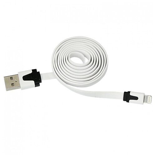 USB кабель для iPhone 5/6/7 моделей slim шнур плоский 1 м белый