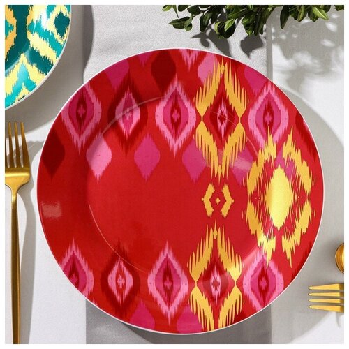 Тарелка фарфоровая обеденная Доляна Askım, d=25 см, цвет красный