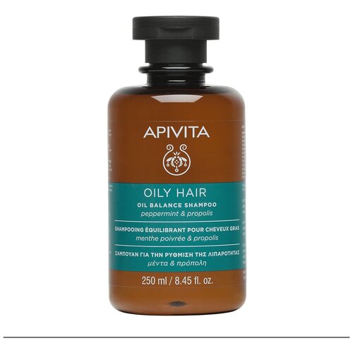 APIVITA/EXPRESS BEAUTY/АПИВИТА БАЛАНСИРУЮЩИЙ ШАМПУНЬ ДЛЯ ЖИРНЫХ ВОЛОС С МЯТОЙ ПЕРЕЧНОЙ И ПРОПОЛИСОМ/250 МЛ
