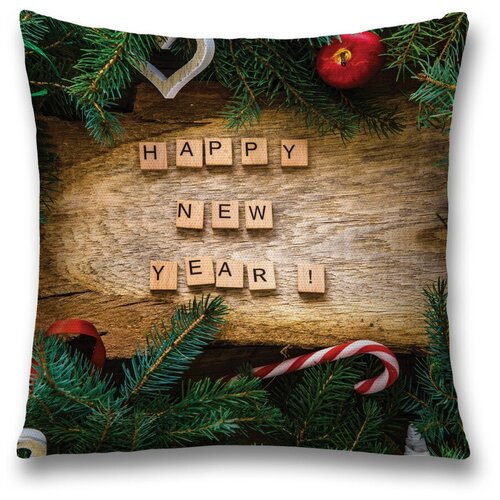 Наволочка декоративная на молнии, чехол на подушку JoyArty "Новогодние кубики" 45х45 см