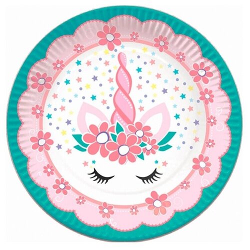 Тарелки бумажные Пати Бум "Единорог Pink&Tiffany", 18 см, 6 шт (4690296058395)