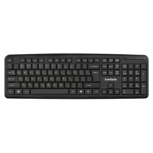 Клавиатура Exegate LY-331L, USB, шнур 2м, черная, 104кл, Enter большой, OEM