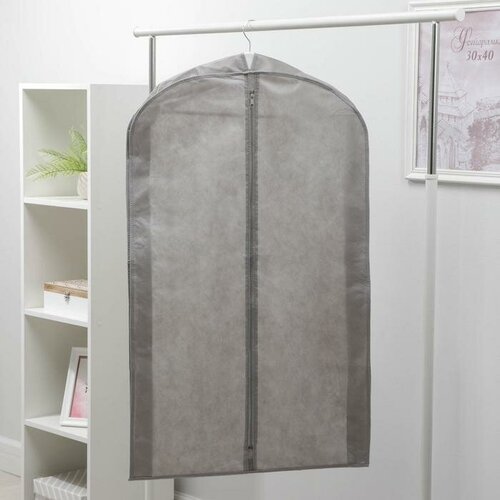 Чехол для одежды зимний 100x60x10 см, спанбонд, цвет серый
