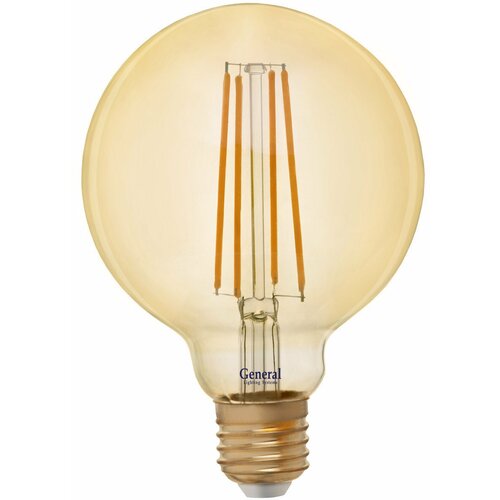 Светодиодная лампа Filament золотая G95 10 Вт Теплый свет General GLDEN-G95S-10-230-E27-2700