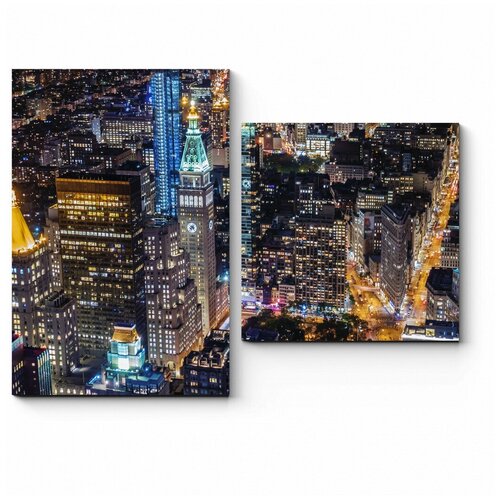Модульная картина Вид на ночной Нью-Йорк 130x98