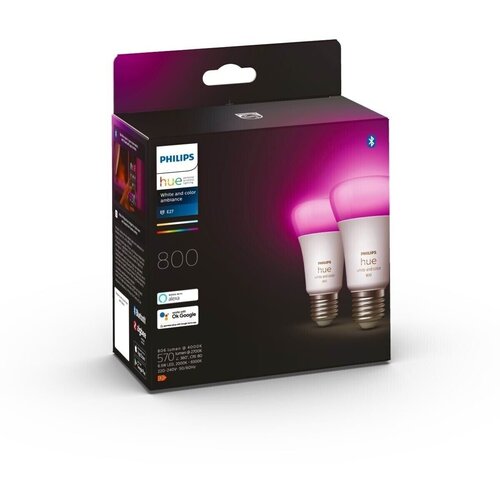 Умные лампы Philips Hue White and Color E27 A60 6.5 Вт 800Лм 2шт (929002489602)