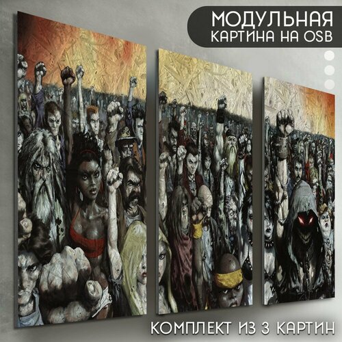Модульная картина на рельефной доске ОСП "музыка Disturbed (дистербд, рок, метал, Дэвид Дрейман) - 6106"