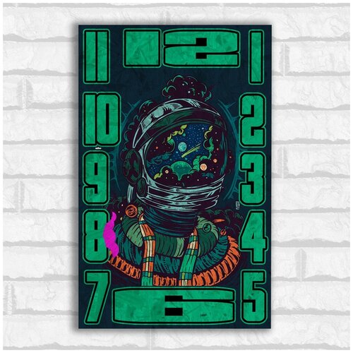 Настенные бесшумные часы ОСП космонавт (космос, Space, планета, звёзды) - 99