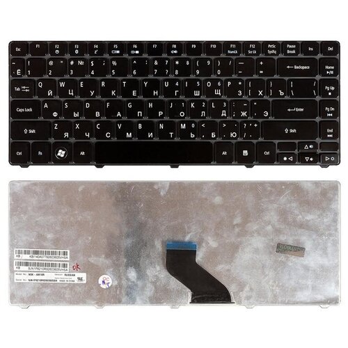 Клавиатура для ноутбука Acer 6037B0043216, Русская, черная глянцевая