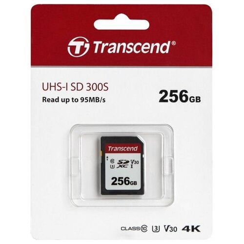 Карта памяти 256GB Transcend 300S SDXC Class 10 UHS-I U3 V30, 95/45 Mb/s