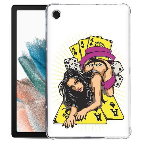 Чехол задняя-панель-накладка-бампер MyPads нарисованная девушка с игровыми картами для Samsung Galaxy Tab A8 10.5 2021 (SM-X200N) противоударный