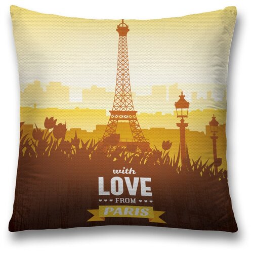 Наволочка декоративная на молнии, чехол на подушку JoyArty "С любовью из Парижа" 45х45 см