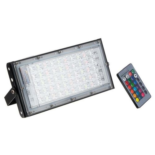 Прожектор светодиодный модульный Luazon Lighting, RGB+W, с пультом, 50Вт, IP65, 220В Черный