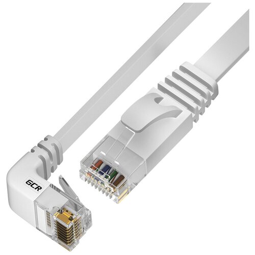 GCR Патч-корд PROF плоский 7.5m, UTP медь кат.6, белый, верхний угол, ethernet high speed 10 Гбит/с, RJ45, T568B