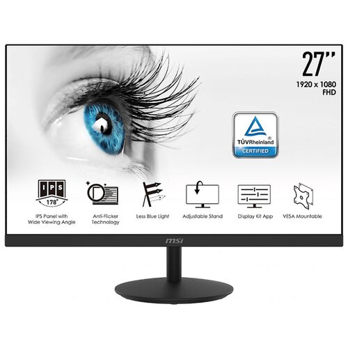 27" Монитор MSI PRO MP271, 1920x1080, 75 Гц, IPS, черный