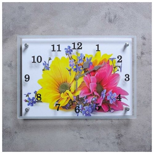 Часы настенные, серия: Цветы, "Два цветка", 25х35 см