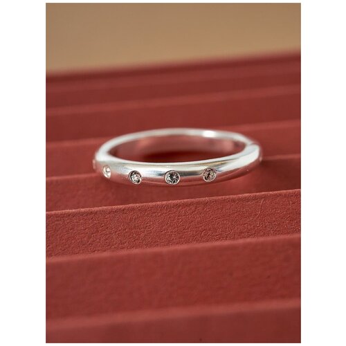 Кольцо Shine & Beauty, кристаллы Preciosa, размер 15.5, серебряный