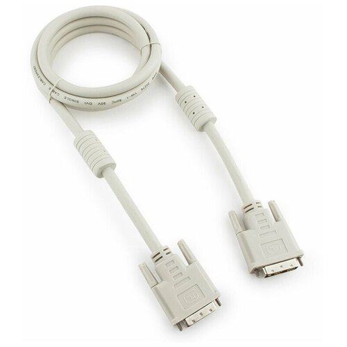 Кабель (cable) DVI-D single link Cablexpert CC-DVI-6C, 19M/19M, 1.8м, серый, экран, феррит. кольца, пакет, CC-DVI-6C