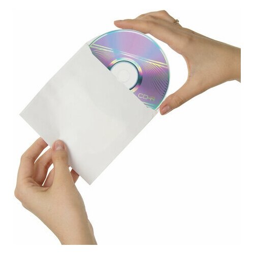 BRAUBERG Конверты для cd/dvd (125х125 мм) с окном, бумажные, клей декстрин, комплект 25 шт, brauberg, 123599, 10 шт.