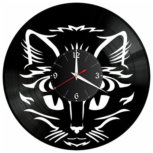 Часы из винила Redlaser "Коты, черный кот, домашнее животное" VW-10715