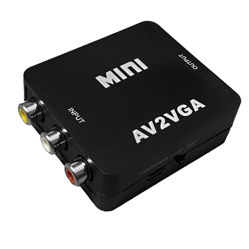 Адаптер-переходник (конвертер) 3RCA (AV) на VGA для подключения монитора, ТВ-приставки. телевизора, черный
