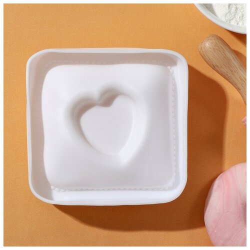Форма для выпечки и муссовых десертов ТероПром 7721118 KONFINETTA «Любовь в квадрате», 11,4×12×4,4 см, силикон, цвет белый