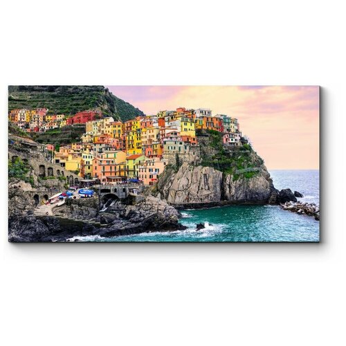Модульная картина Красочные дома на скале над Средиземным морем 120x60