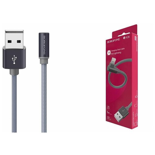 Дата-кабель Borofone BX26 USB-Lightning, 1 м, серый