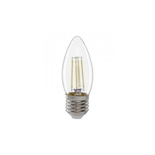 Светодиодная LED лампа General филамент свеча E27 12W 6500K 6K 35x98 (нитевидная), празрачная GLDEN-CS-12-230-E27-6500 661003 (упаковка 10 штук)